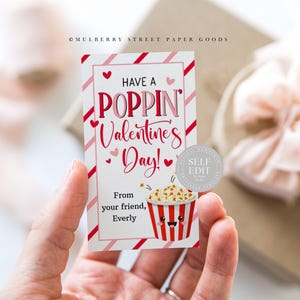 Printable Have a Popping Valentine's Day Card, Popcorn Valentine Tag ...
