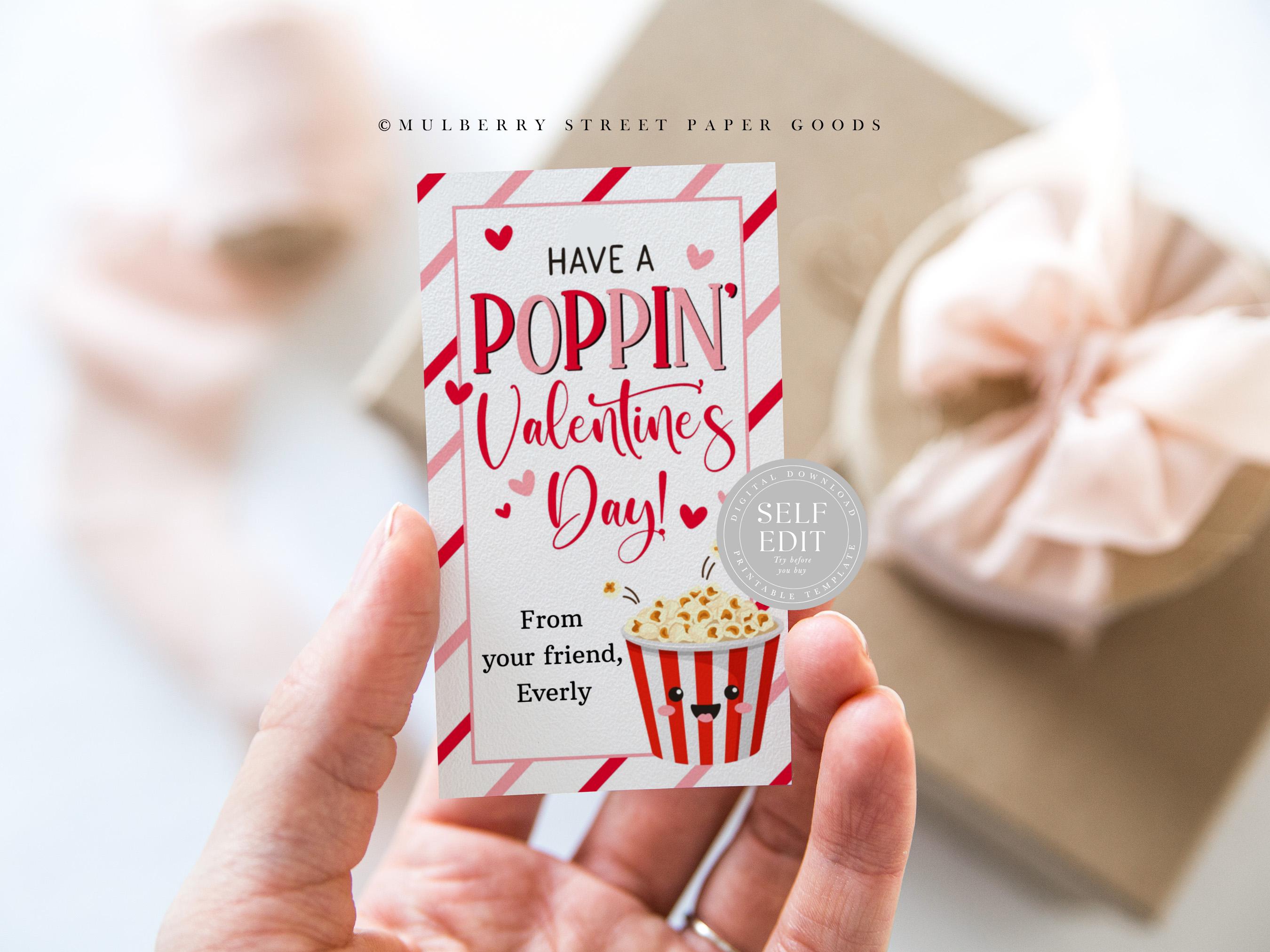 Printable Have a Popping Valentine's Day Card, Popcorn Valentine Tag ...