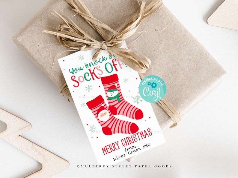 Editable Christmas Socks Gift Tag Printable Teacher Appreciation ...
