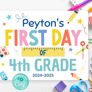 Editable First Day of School Sign, Back to School Grade Sign, Digital ...