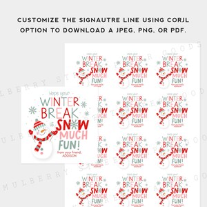 Printable Hope Your Winter Break is Snow Much Fun Gift Tag, Square or ...