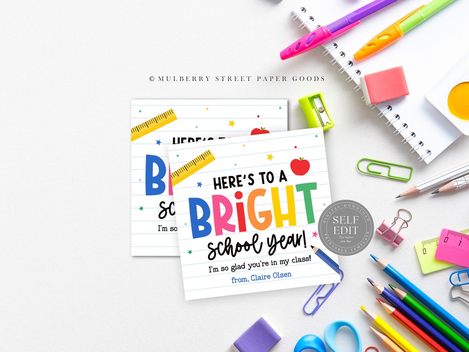 Back to School Gift Tag Printable Instant Download First Day of School ...