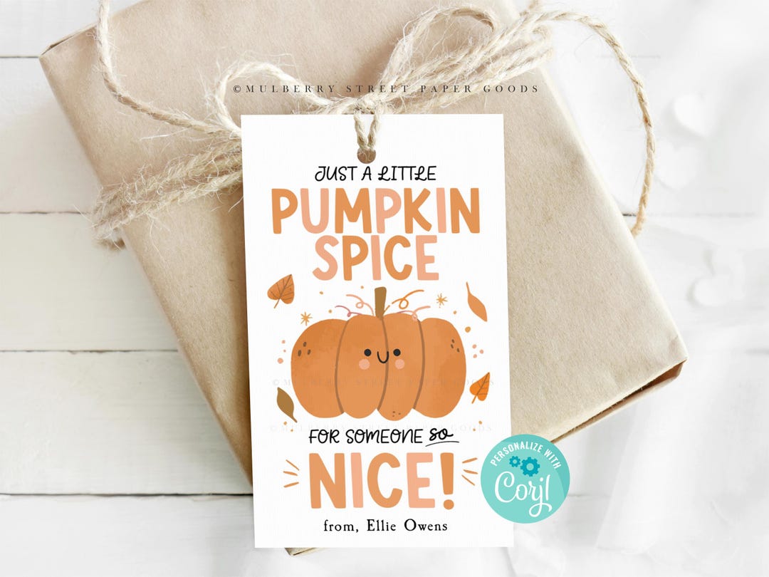 Pumpkin Spice Gift Tag Printable Fall Coffee Tag Digital Download ...