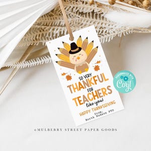 Editable Thanksgiving Gift Tag Printable Teacher Appreciation ...