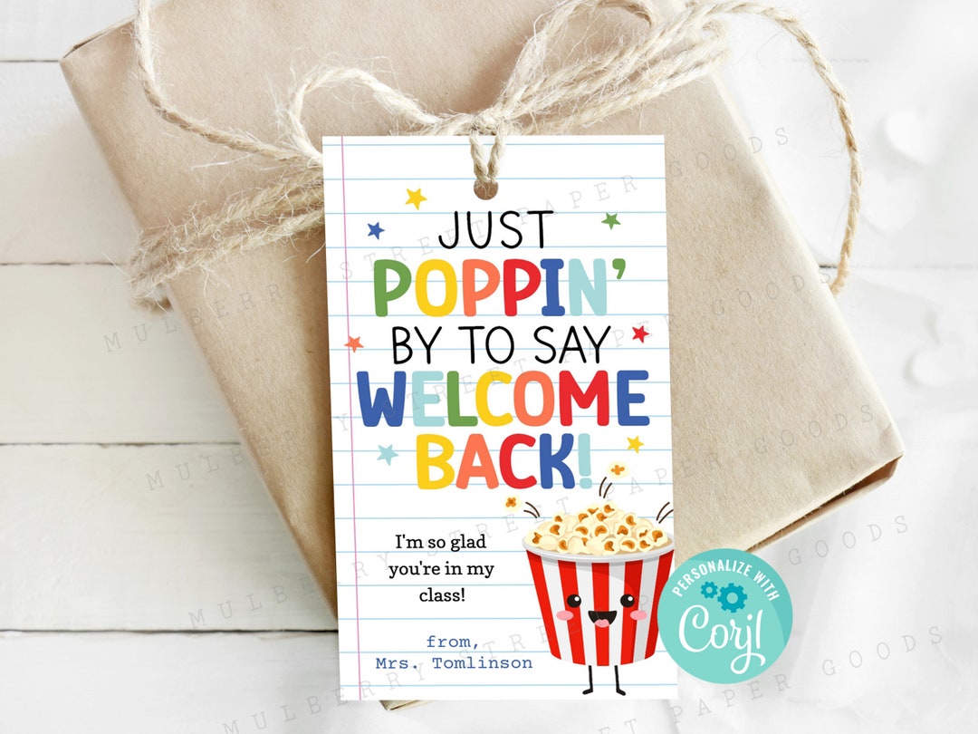 Popping by to Say Welcome Back to School, First Day of School Popcorn ...
