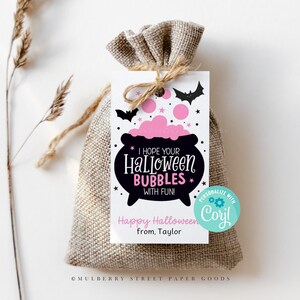 Halloween Bubbles Gift Tag Printable Instant Download Pink Halloween ...