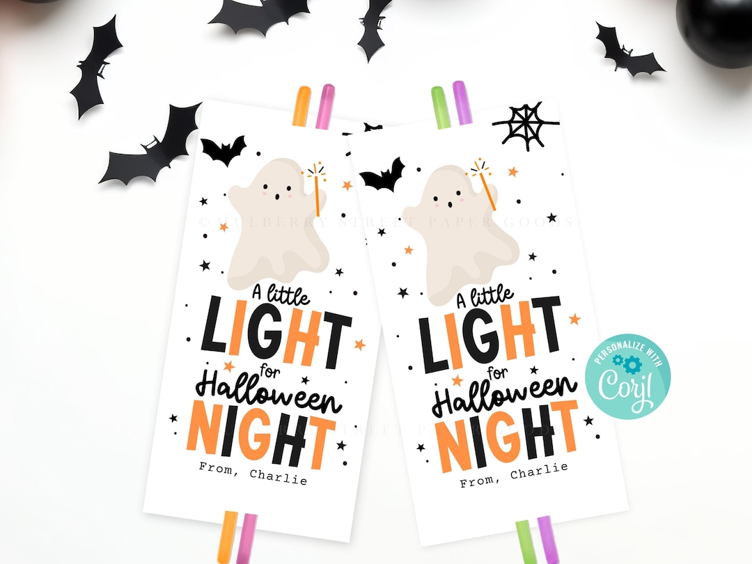 Halloween Glow Stick Printable Non Candy Halloween Gift for Kids ...