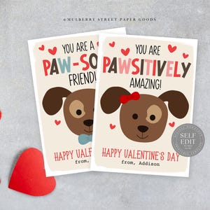 Printable Puppy Dog Valentine Cards Kids Classroom Puppy Valentine ...