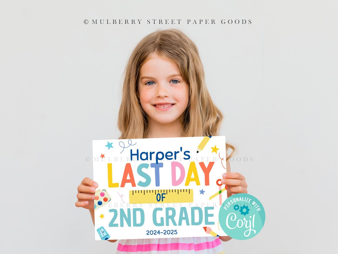 Editable Last Day of School Printable Sign Last Day of Any Grade Poster ...
