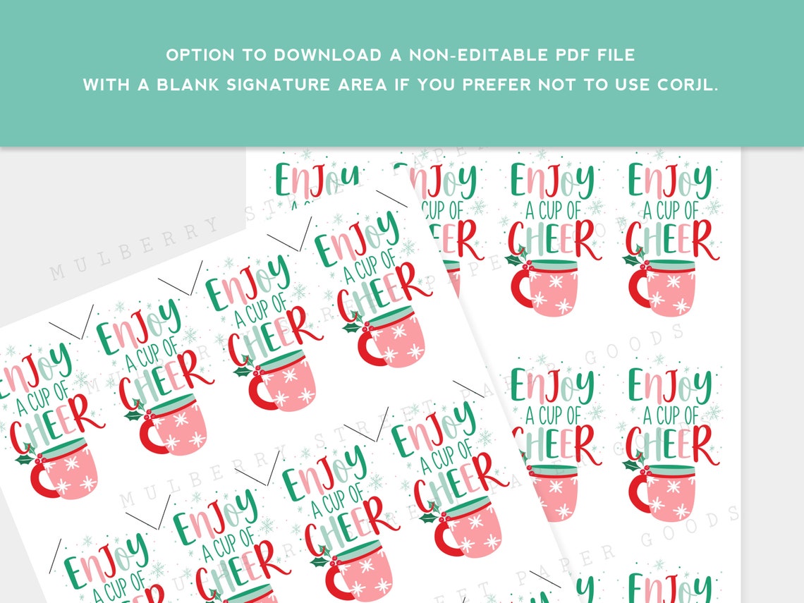 Enjoy a Cup of Cheer Christmas Gift Tag Printable, Hot Cocoa Mug ...