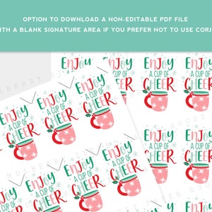 Enjoy a Cup of Cheer Christmas Gift Tag Printable, Hot Cocoa Mug ...