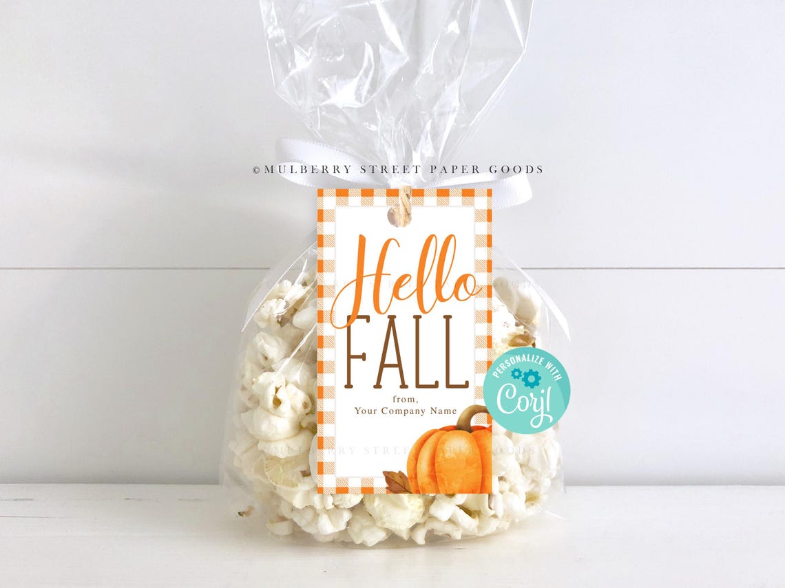 Editable Hello Fall Gift Tag Autumn Treat Tag Printable Teacher Staff ...