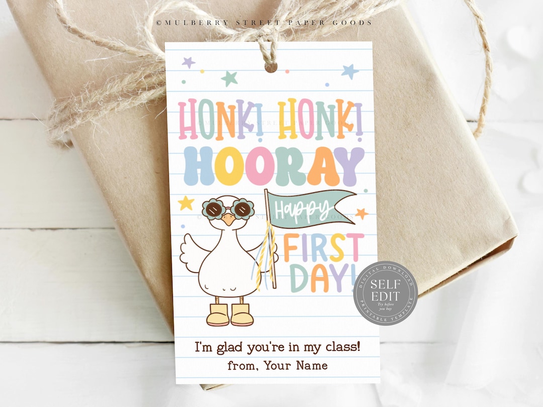 Silly Goose First Day of School Gift Tag Printable Digital Download ...