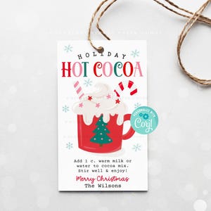 Holiday Hot Cocoa Gift Tag Printable Personalized Hot Chocolate ...