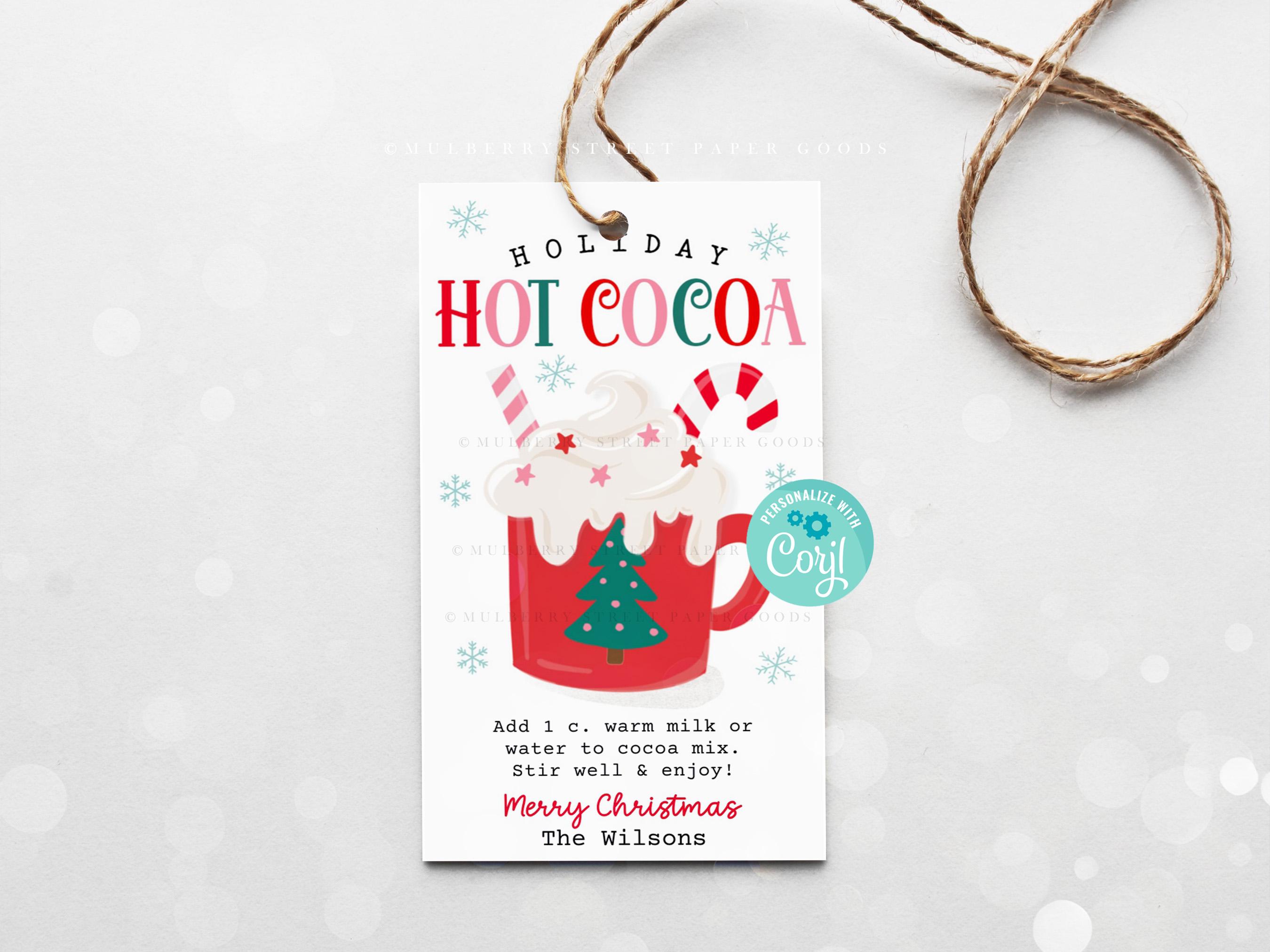 Holiday Hot Cocoa Gift Tag Printable Personalized Hot Chocolate ...