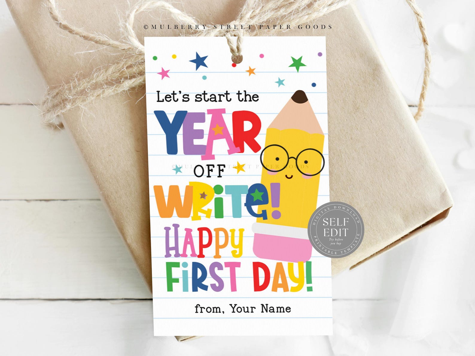 Printable Back to School Gift Tags Canva Template Cute Pencil First Day ...