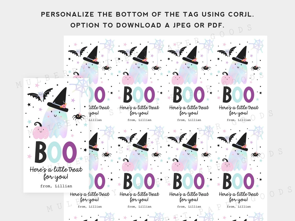 Printable Halloween Favor Tags Boo Gift Tags Trick or Treat Bag Tag ...