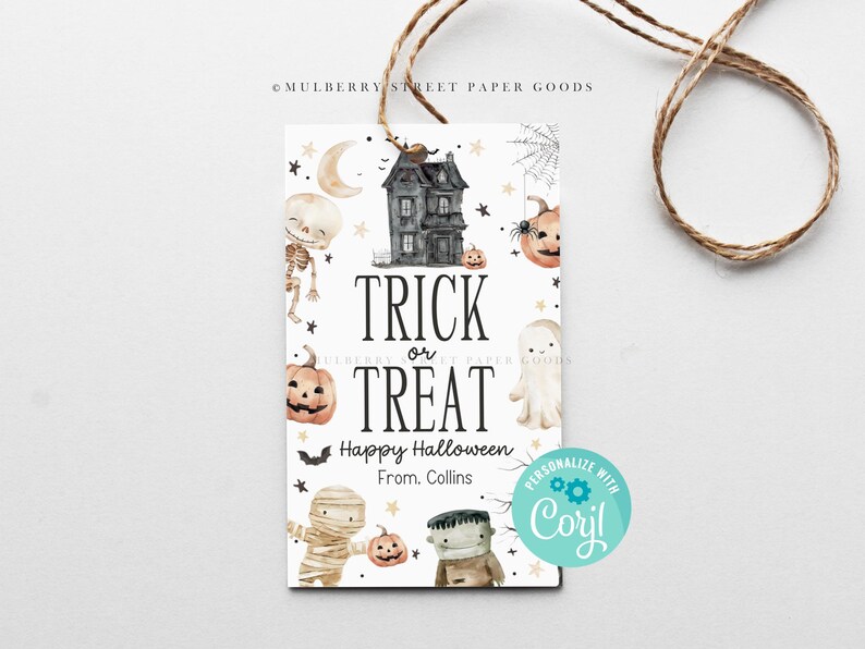 Editable Halloween Gift Tag Printable Trick or Treat Tag Boo Basket ...