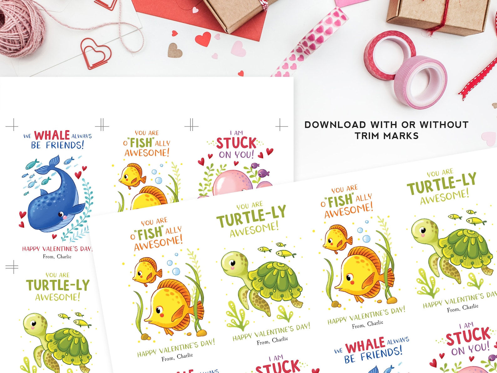 Printable Under the Sea Valentine's Day Card Classroom | Etsy