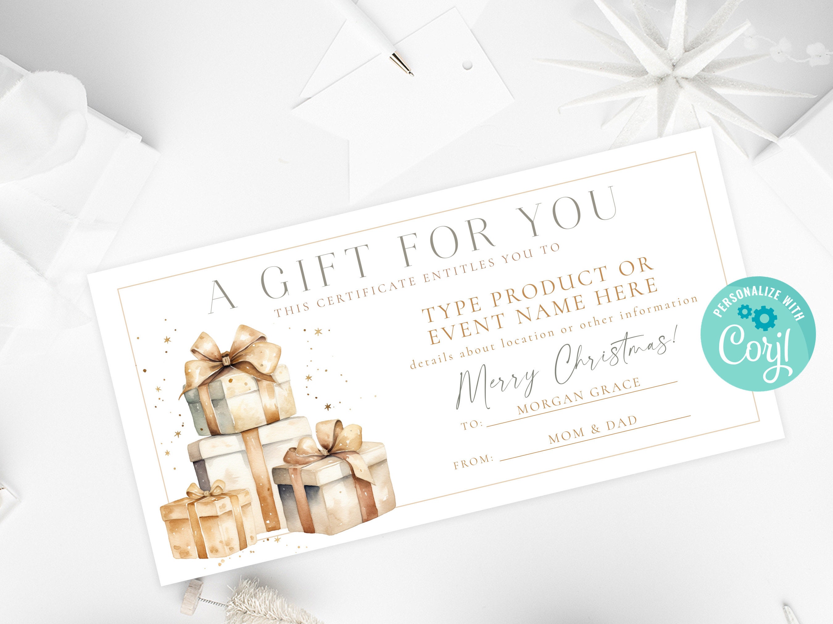 Printable Christmas Gift Certificate, Editable Christmas Gift ...