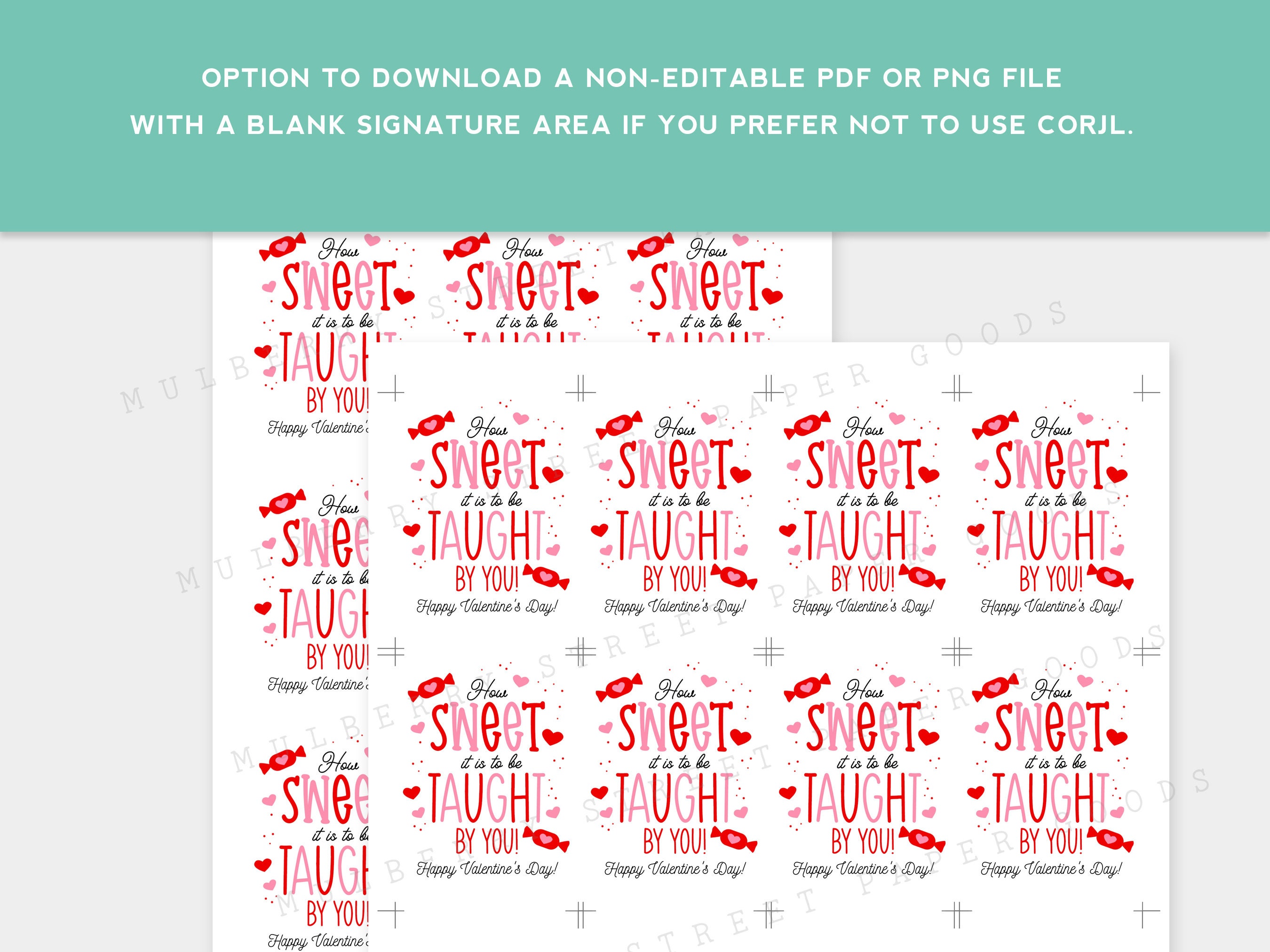 Teacher Valentine's Day Card Printable Digital Download Valentine Gift ...
