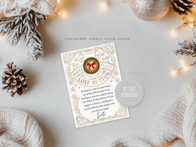 Santa's Lost Button Tag Instant Download Editable Santa Claus Lost ...