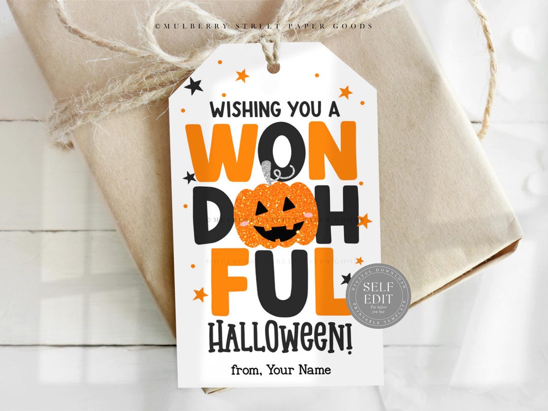 Halloween Doh Gift Tag Template Digital Download Printable Halloween ...