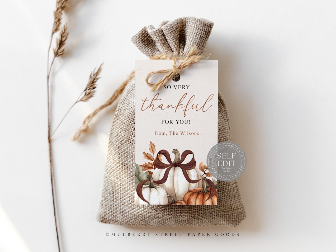 Editable Fall Thankful Gift Tag Printable Digital Download Cottagecore ...