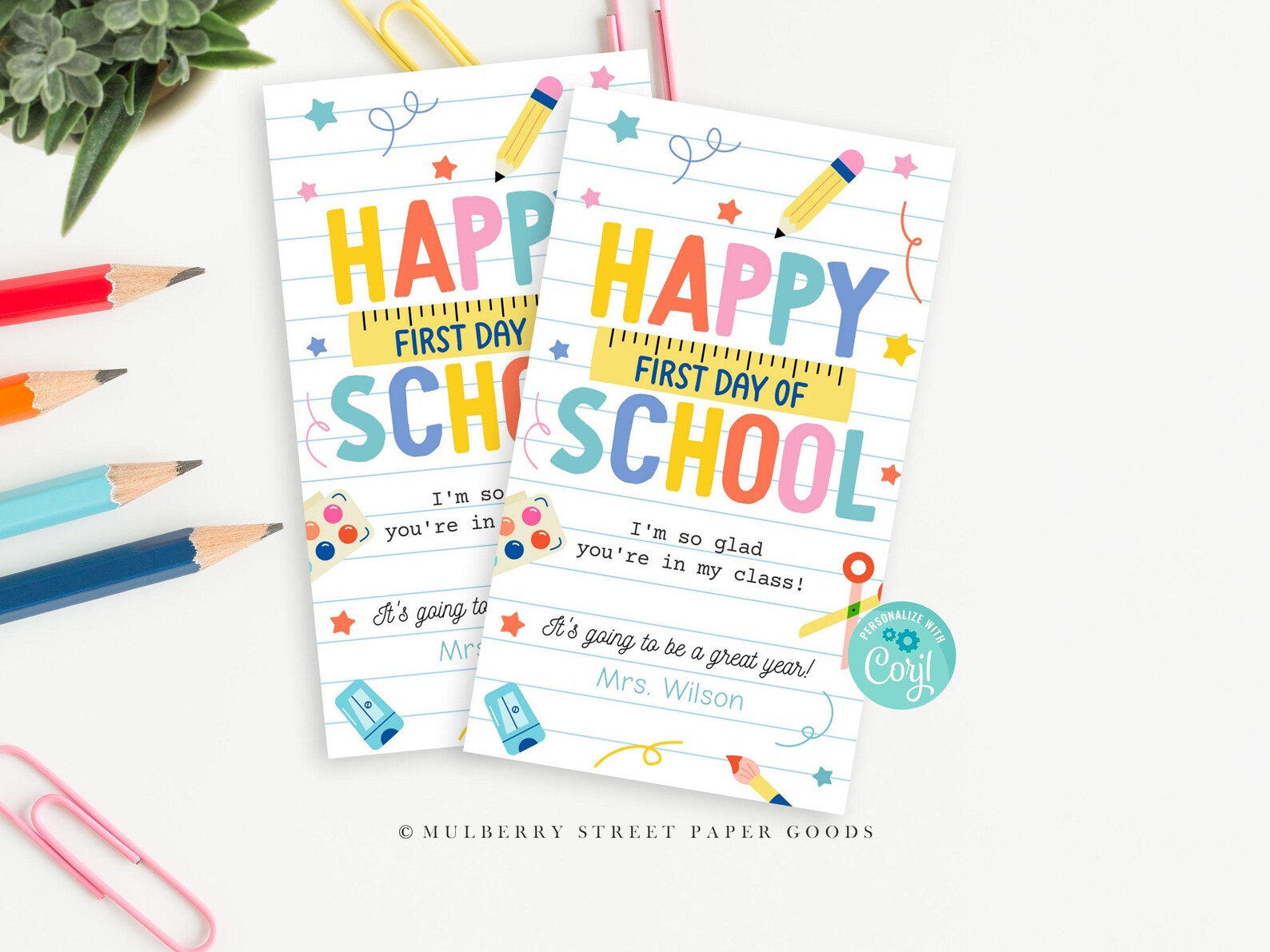 Happy First Day of School Gift Tag Printable, Instant Download Welcome ...