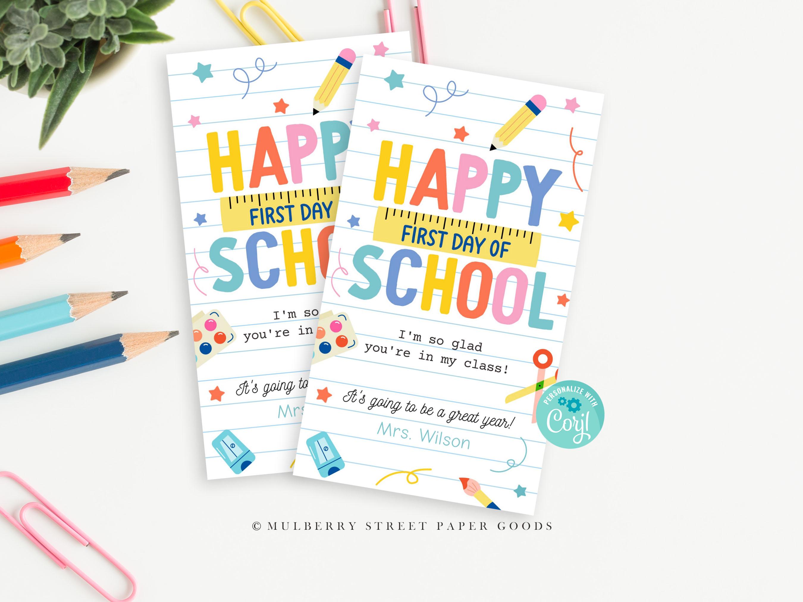 Happy First Day of School Gift Tag Printable, Instant Download Welcome ...