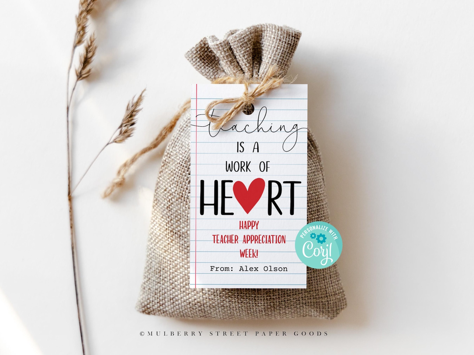 Printable Teaching is a Work of Heart Gift Tag, Instant Download ...