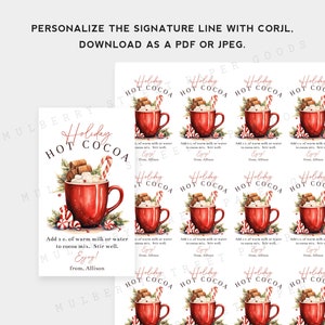Printable Holiday Hot Cocoa Instructions Tag, Homemade Hot Chocolate ...