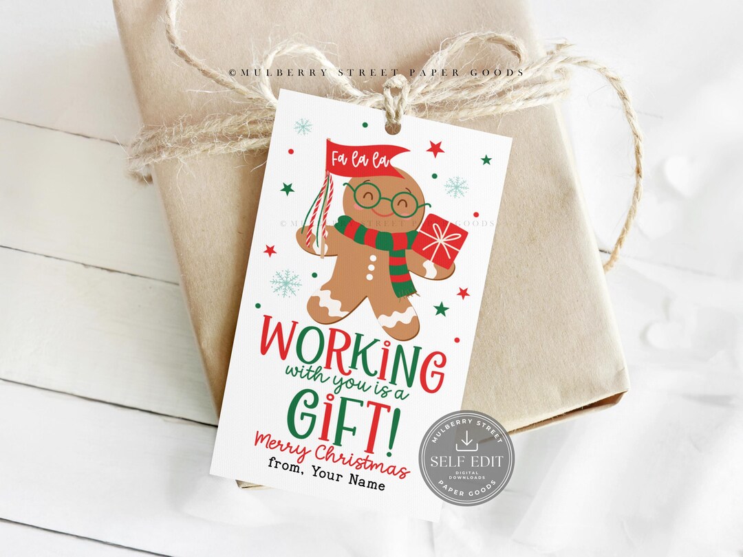 Working With You is A Gift Christmas Gift Tag Printable Digital ...