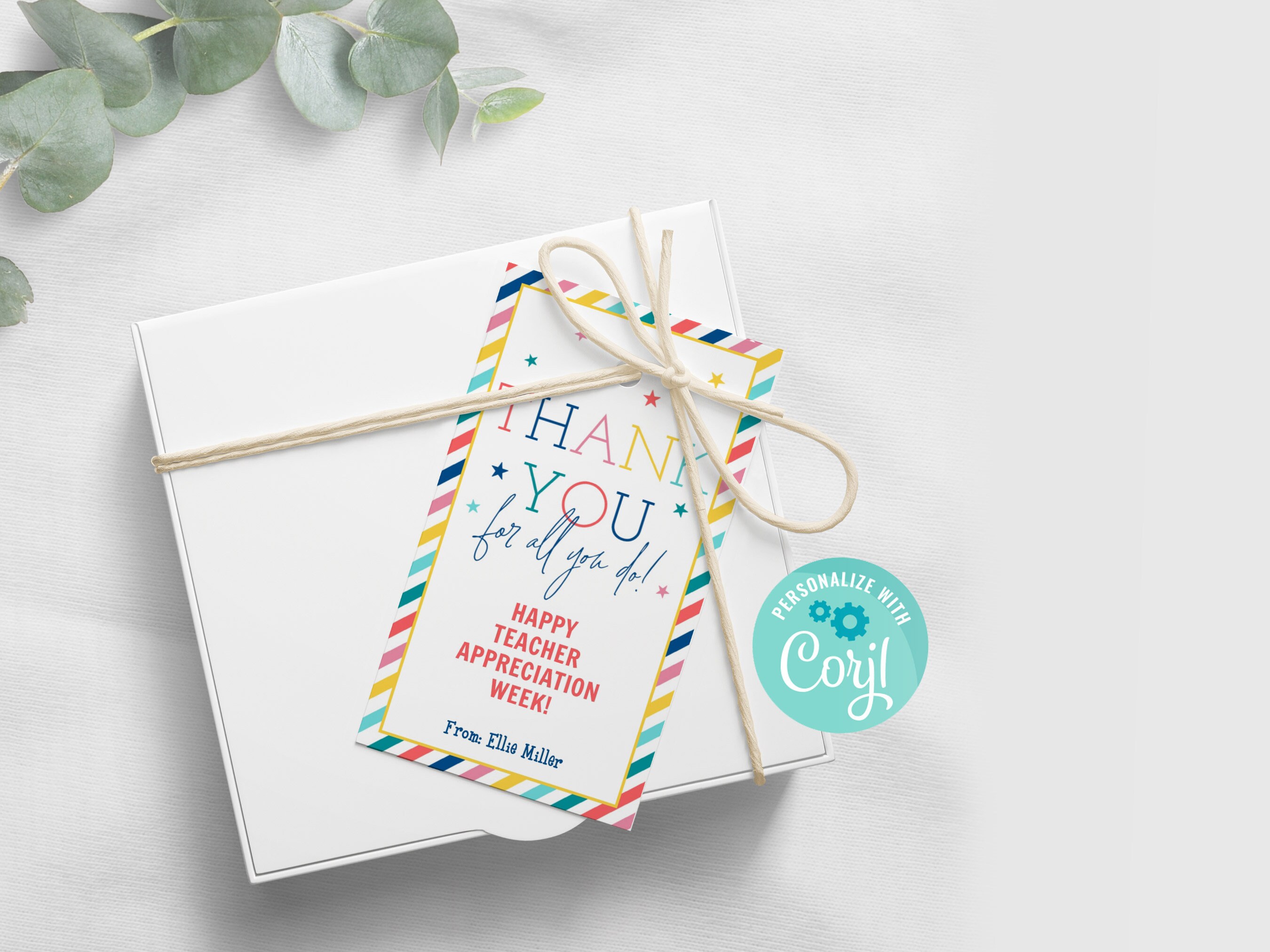 Printable Teacher Appreciation Gift Tag, Instant Download Thank You for ...