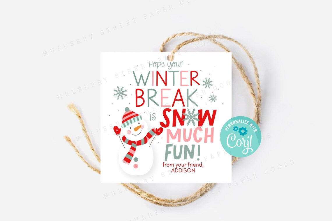 Printable Hope Your Winter Break is Snow Much Fun Gift Tag - Etsy
