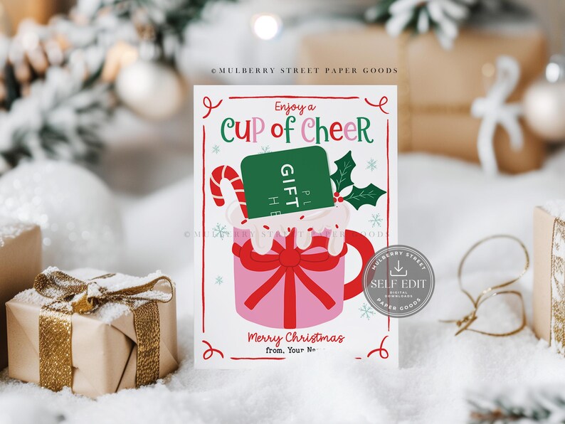 Christmas Coffee Gift Card Holder Printable Digital Download Canva ...