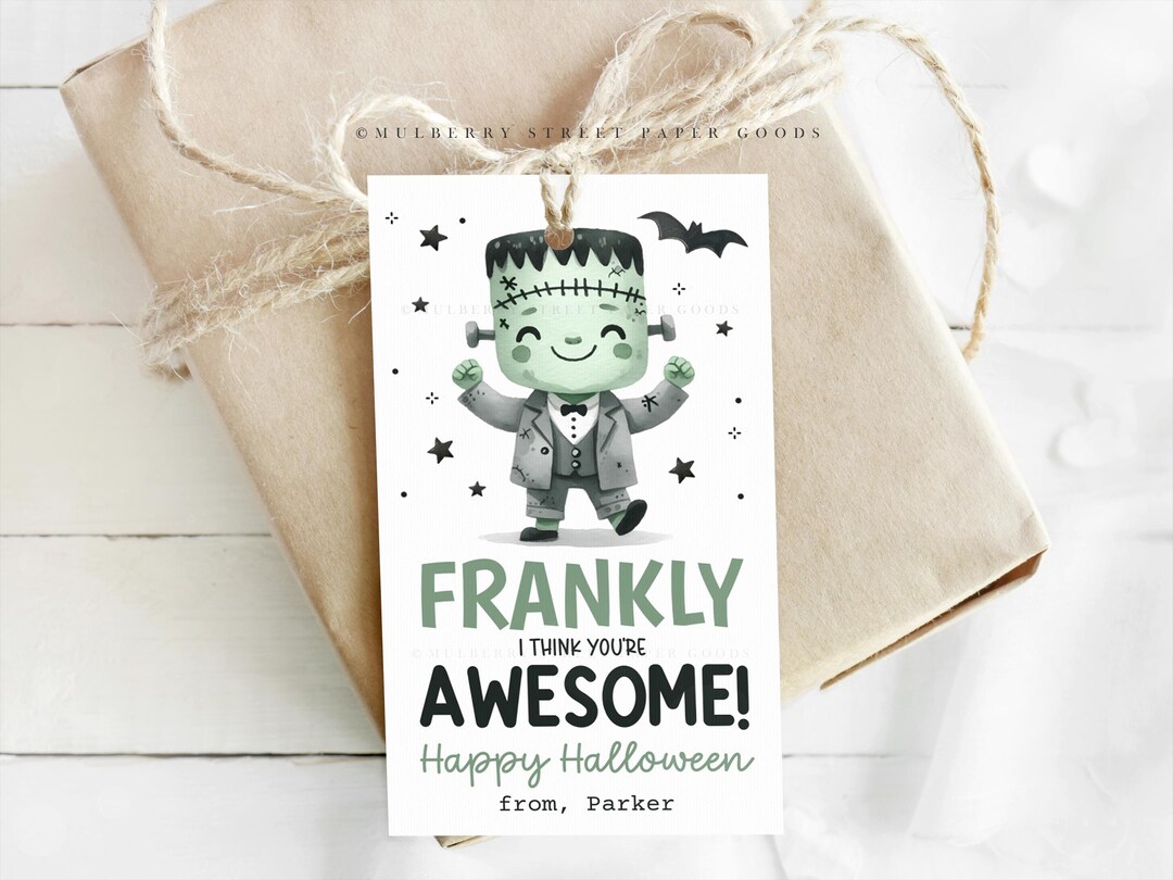 Editable Halloween Gift Tag Instant Download Cute Frankenstein ...