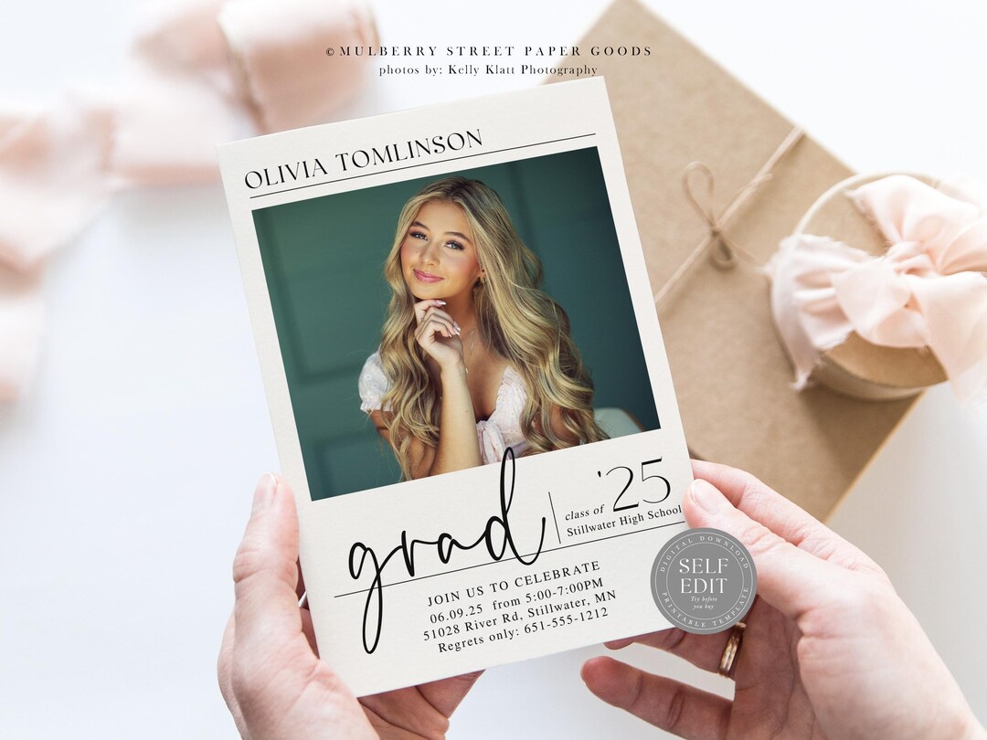 Editable Class of 2025 Graduation Announcement Canva Template ...