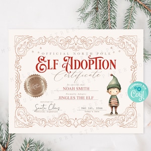 Editable Elf Adoption Certificate Printable, Downloadable Elf Tradition ...