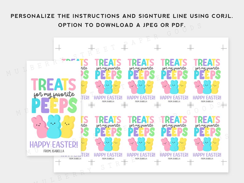 Printable Treats for My Favorite Peeps Easter Gift Tag, Instant ...