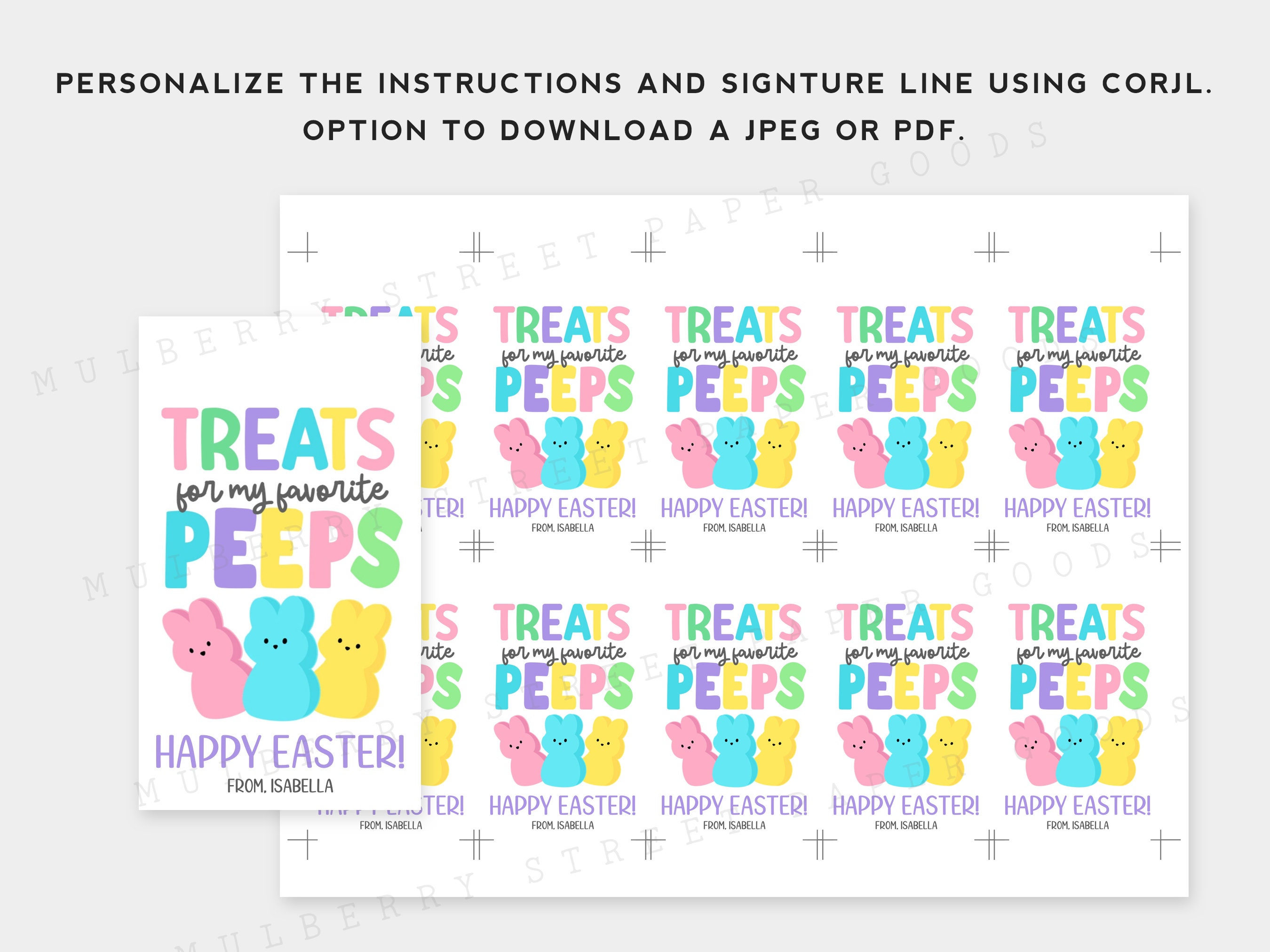Printable Treats for My Favorite Peeps Easter Gift Tag, Instant ...