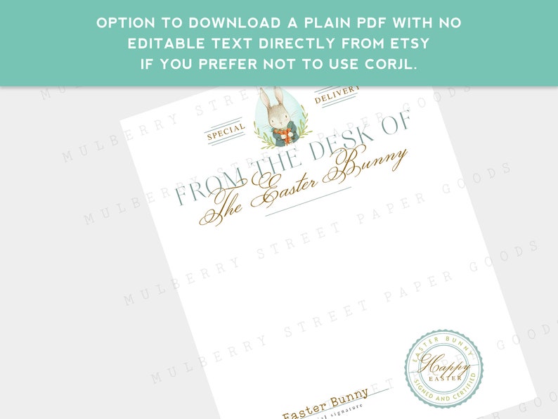 Printable Official Letter From the Desk of the Easter Bunny - Etsy