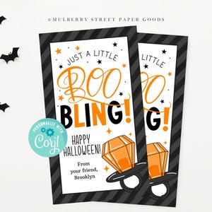 Printable Halloween Ring Pop Gift Tag Just A Little Boo Bling Trick or ...