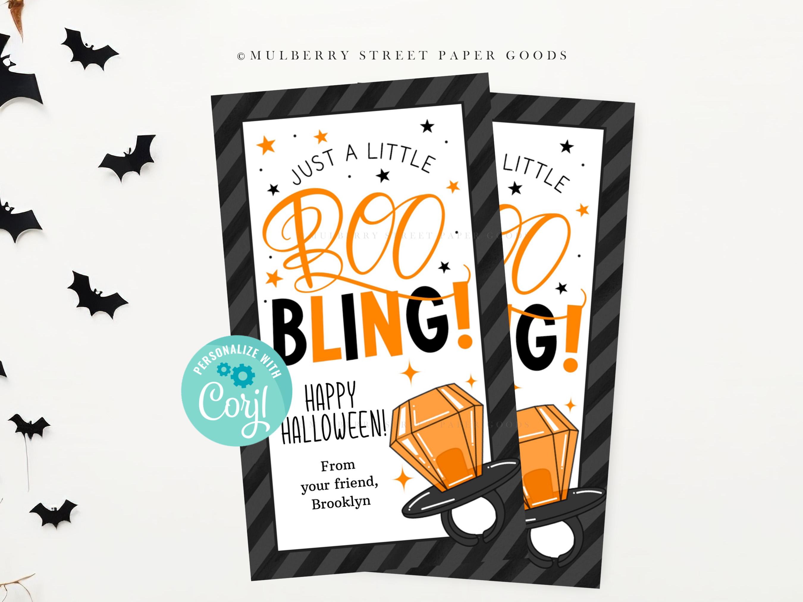Printable Halloween Ring Pop Gift Tag Just A Little Boo Bling Trick or ...