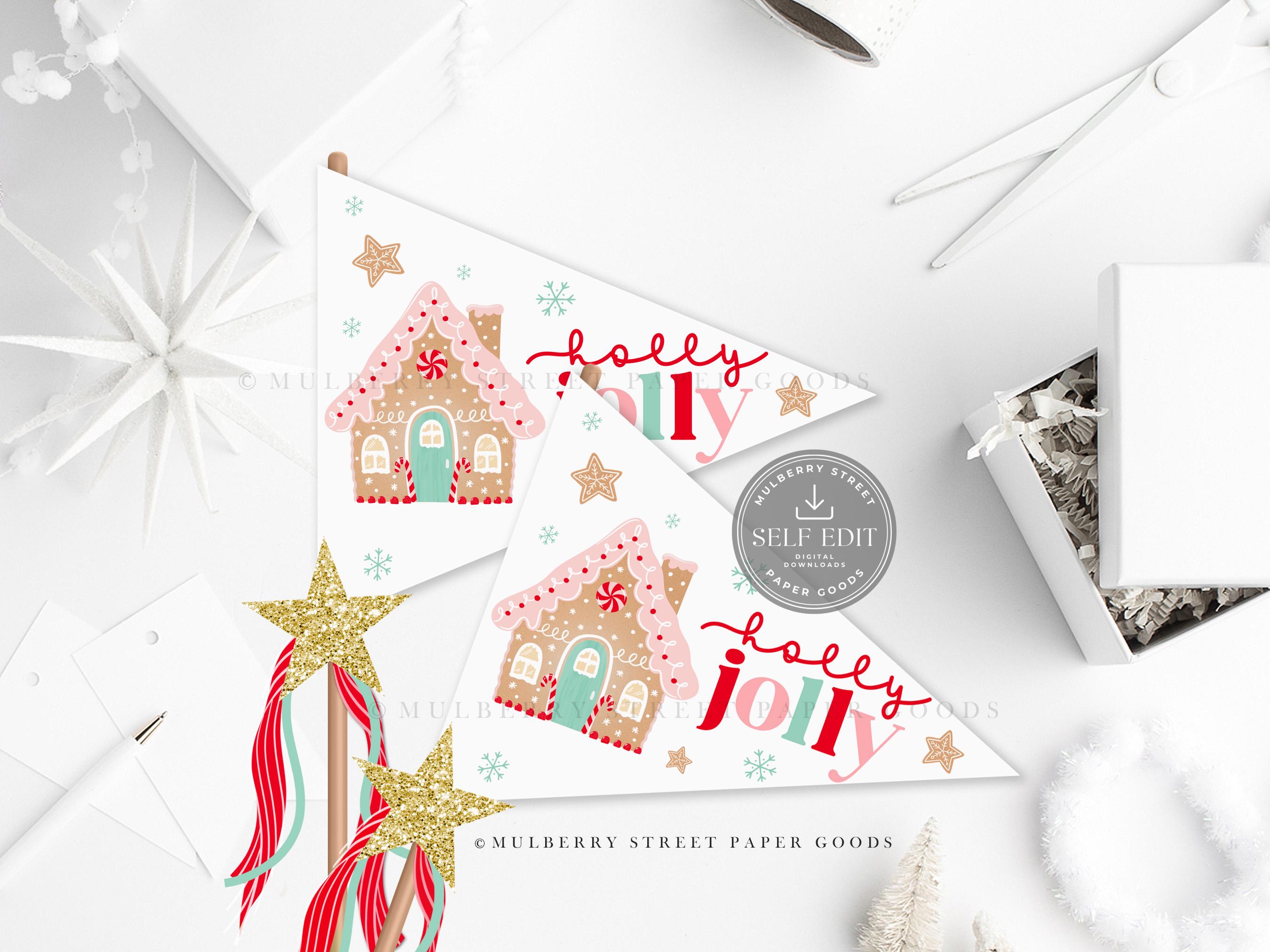 Editable Christmas Pennants Printable Digital Download Canva Template ...