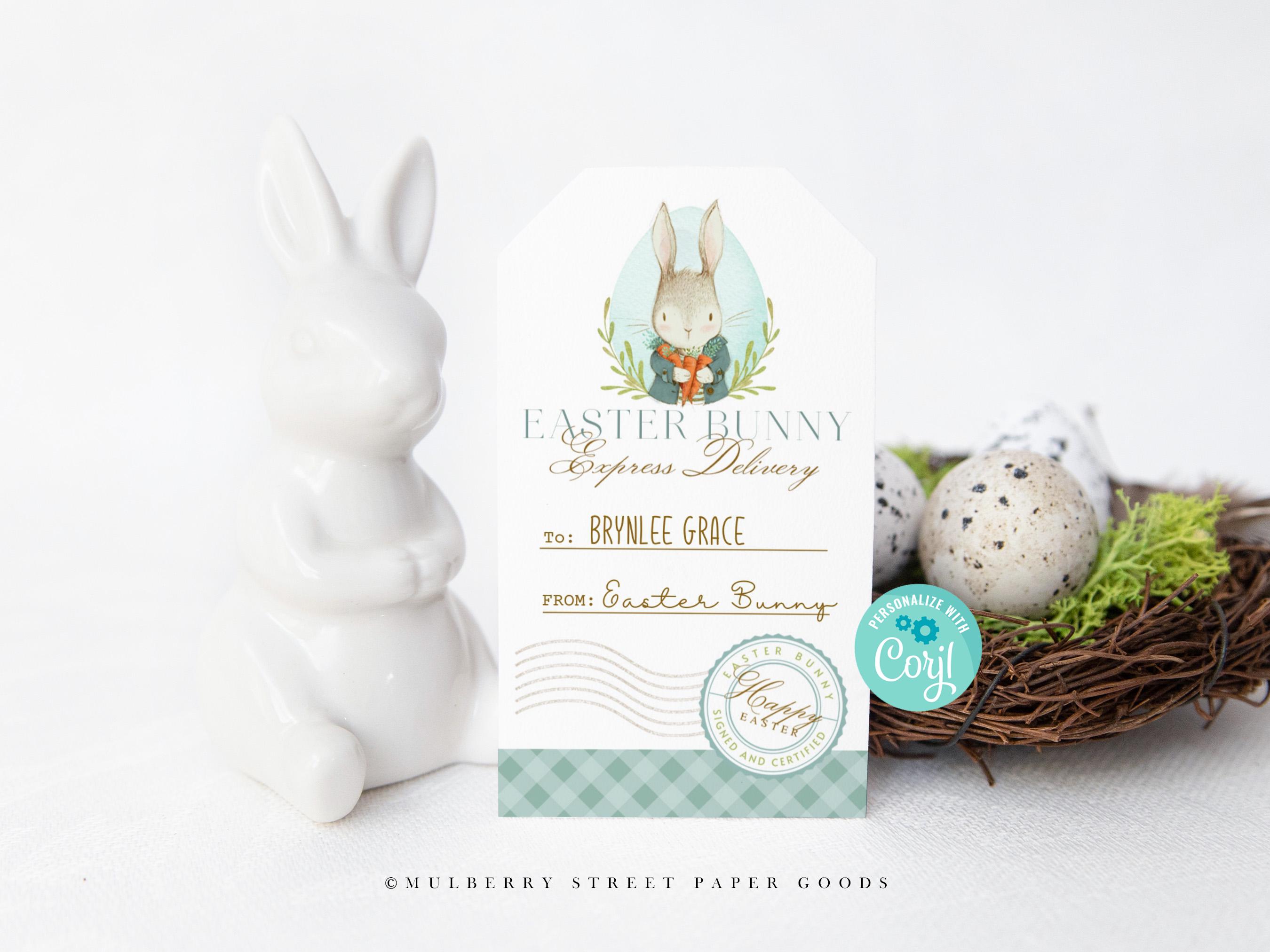 Printable Easter Bunny Express Delivery Gift Tag, Easter Bunny ...
