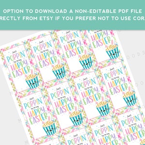 Printable Just Popping by to Say Happy Easter Tag, Happy Easter Popcorn ...