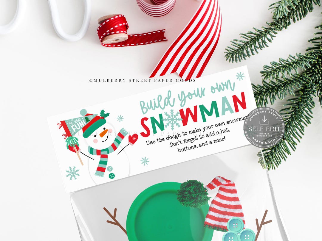 Build Your Own Snowman Kit Bag Topper Printable Digital Download Canva ...