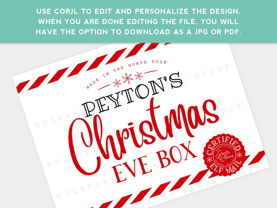 Printable Christmas Eve Box Label Christmas Eve Tradition - Etsy