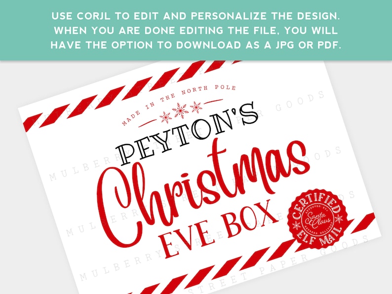 Printable Christmas Eve Box Label Christmas Eve Tradition - Etsy